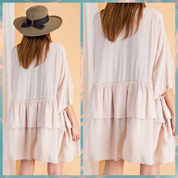 easel | Kimonos & Yukatas | Easel Perfect Cover 34 Sleeve Silklike Kimono Tiered Ruffle Trimmed ...